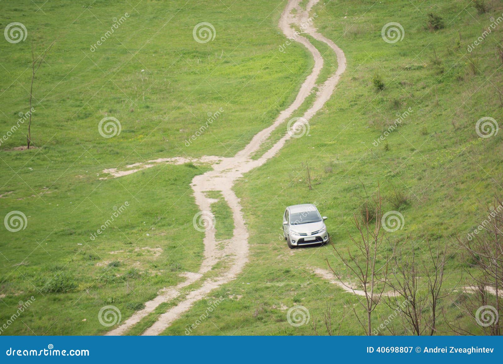 Car in Field stock image. Image of rural, blue, side - 40698807