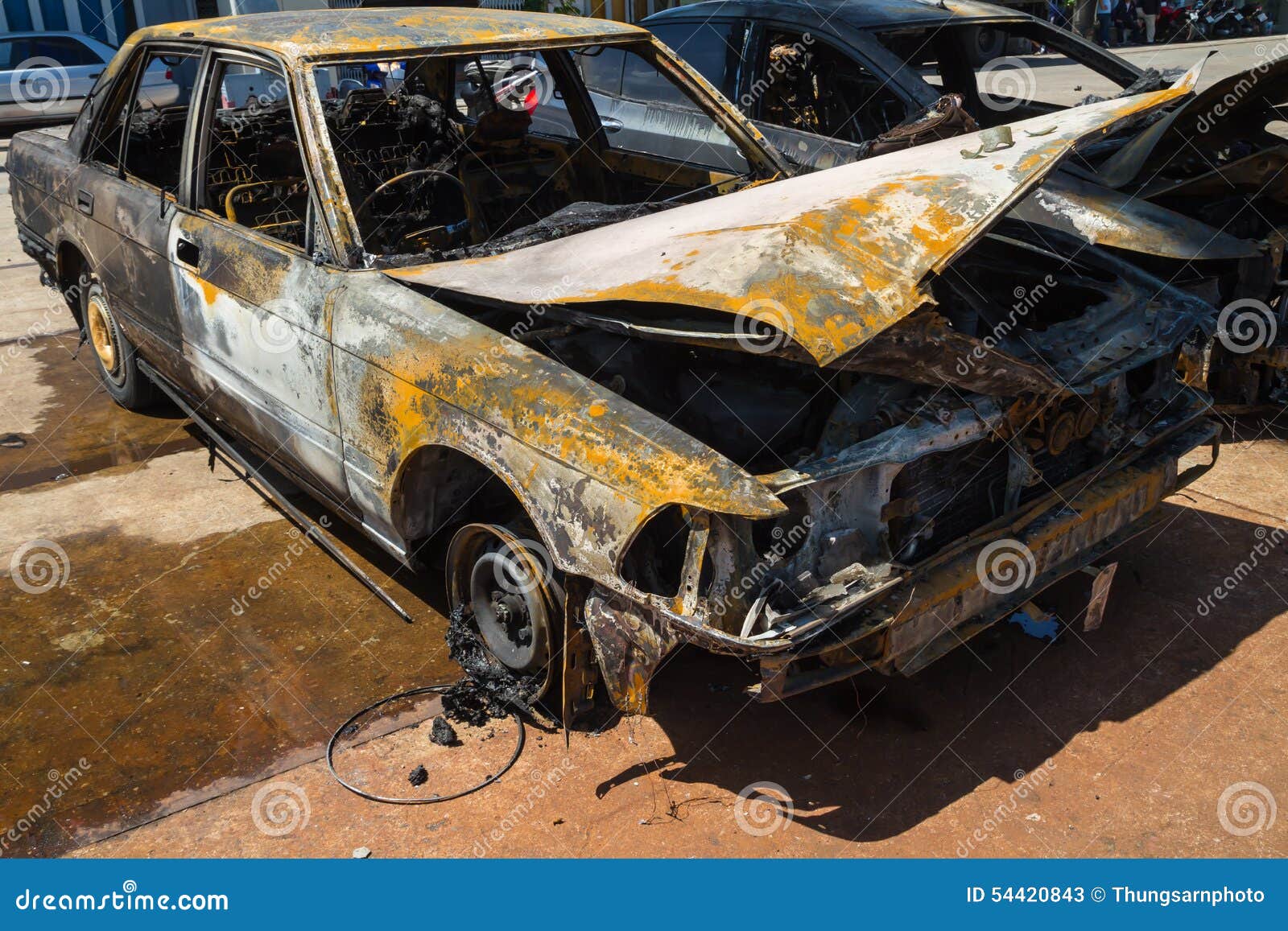 Car after fire stock image. Image of damage, city, garbage - 54420843