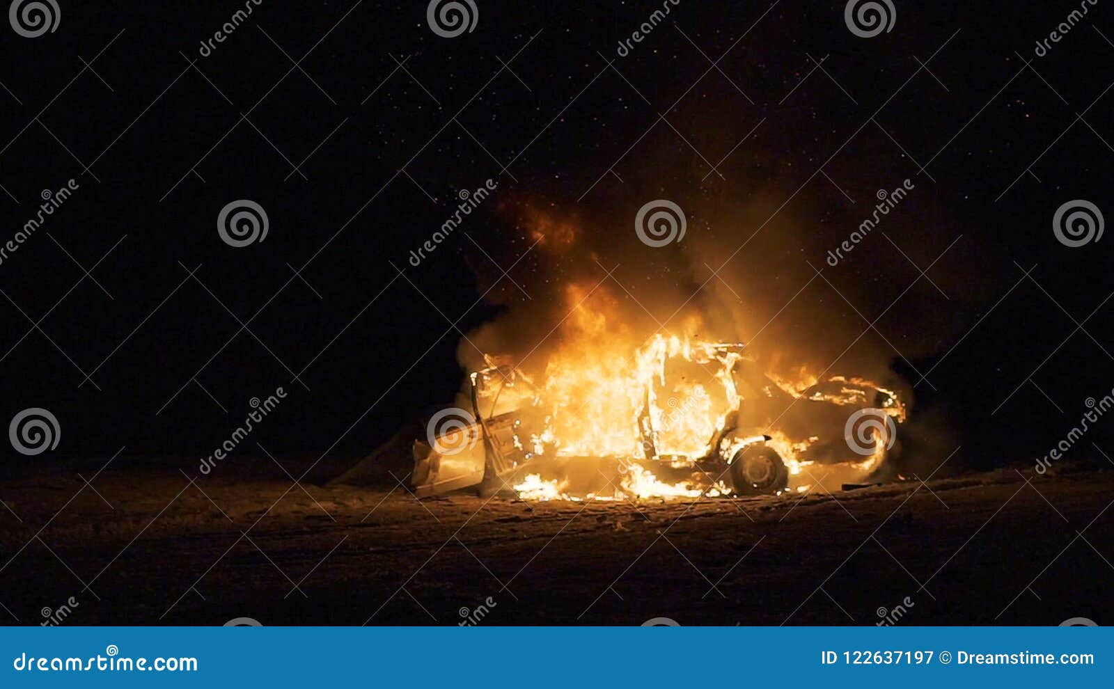 Car on Fire, Burning Car Side View, Car Explosion Stock Video - Video ...