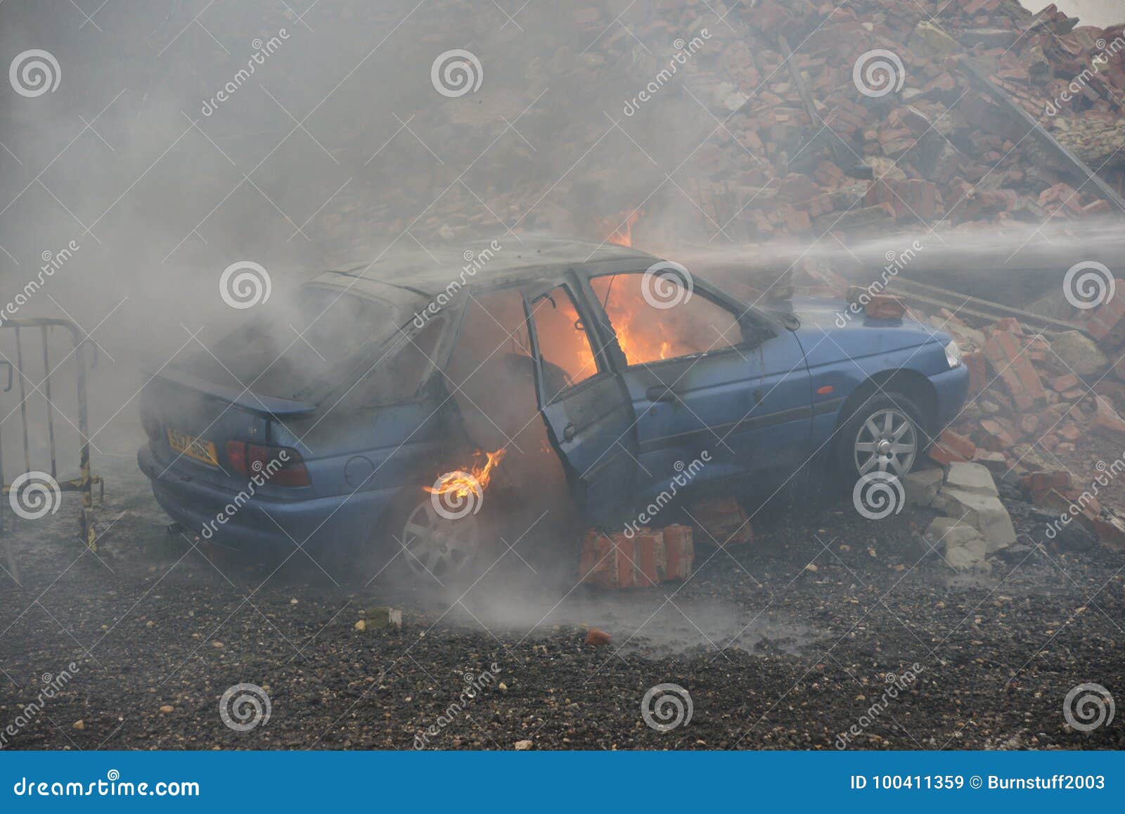 Car fire and explosion editorial stock image. Image of fuel - 100411359