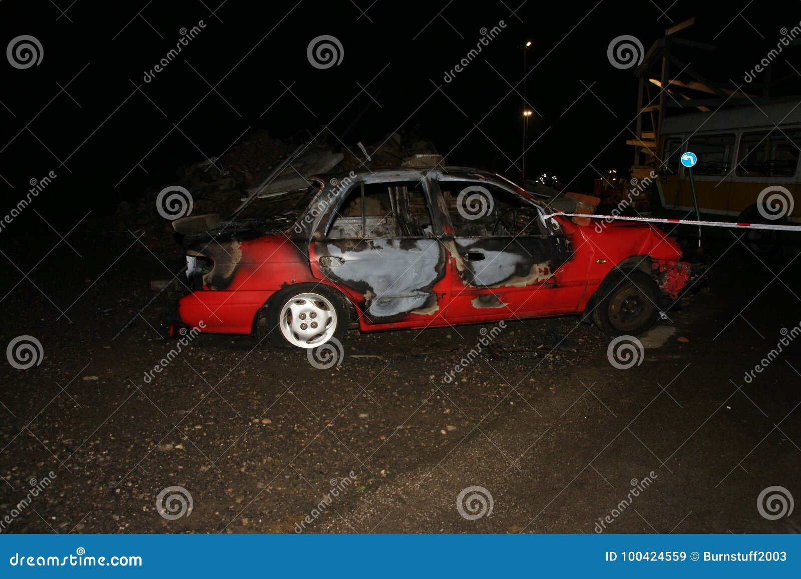 Car fire and explosion editorial stock image. Image of crash - 100424559