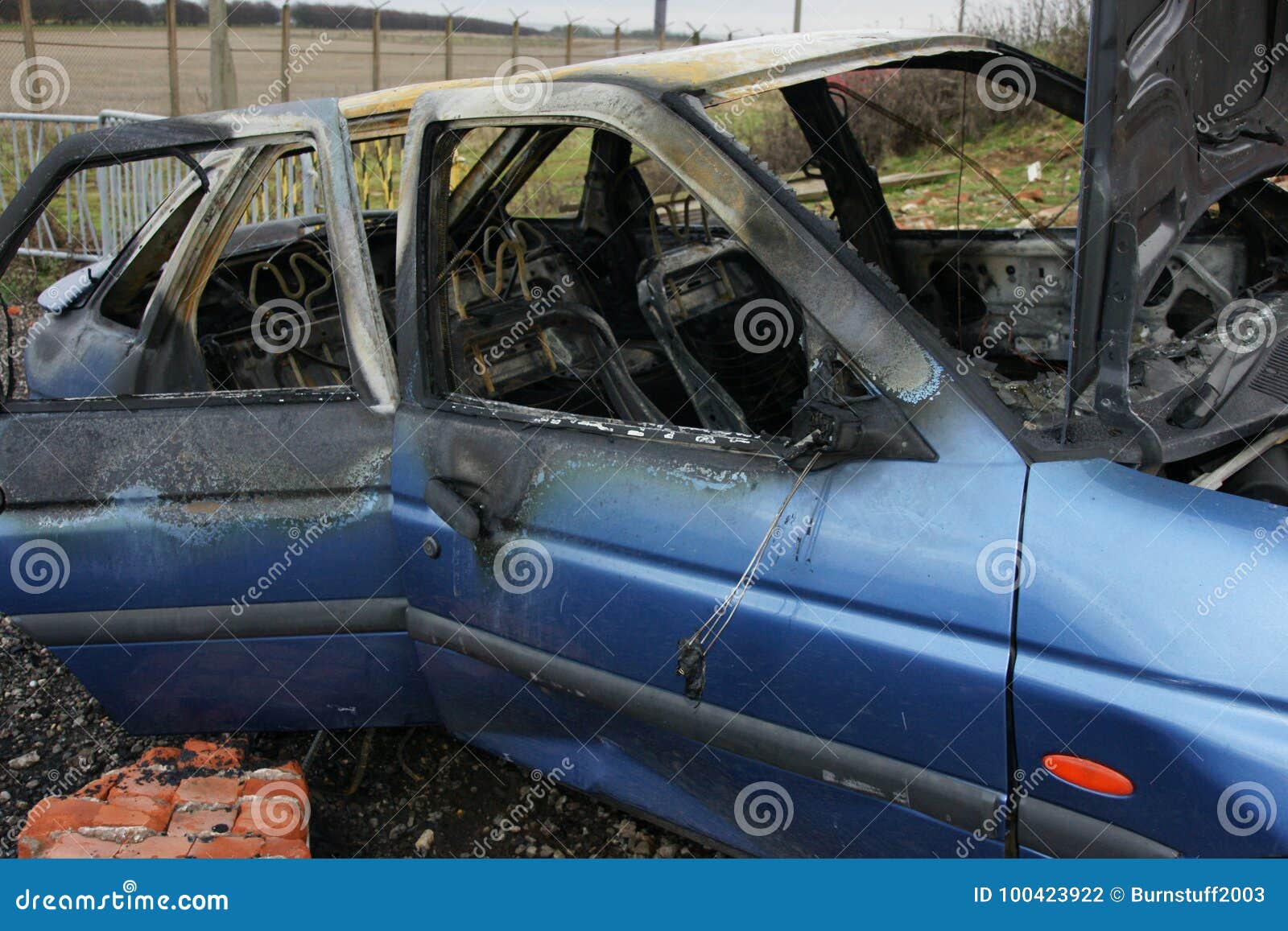 Car fire and explosion stock photo. Image of blaze, heat - 100423922
