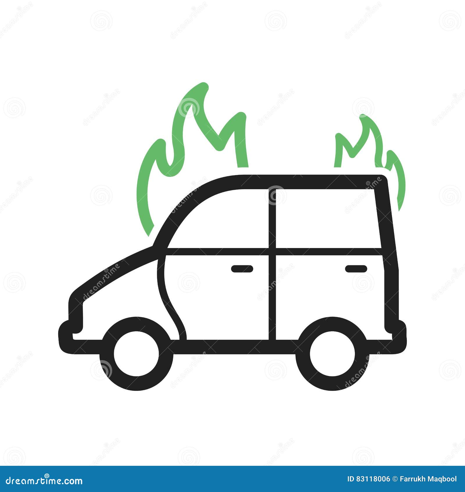 Car on Fire stock vector. Illustration of danger, burning - 83118006