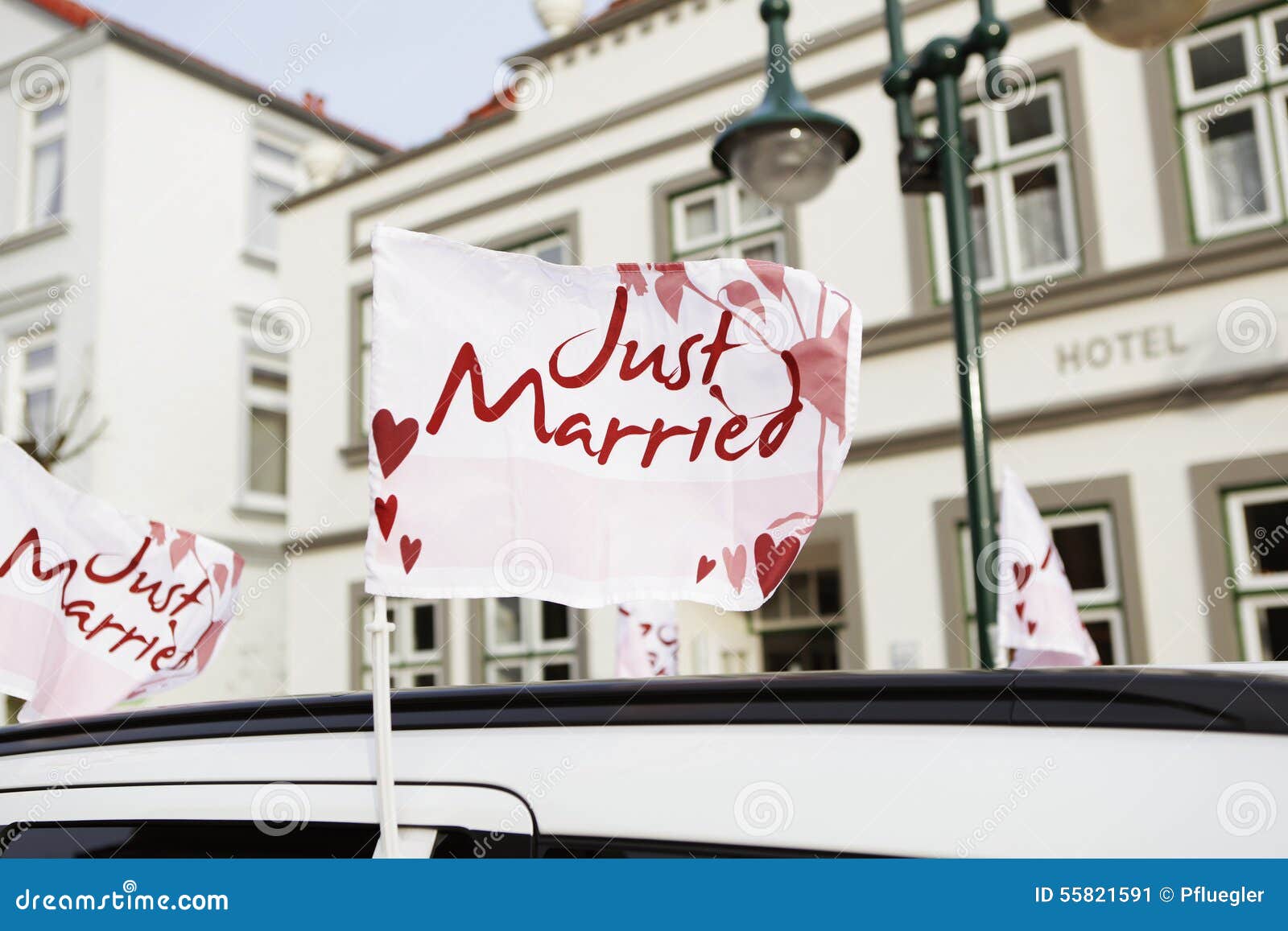 Car Flag Just Married stock image. Image of pretty, white - 55821591