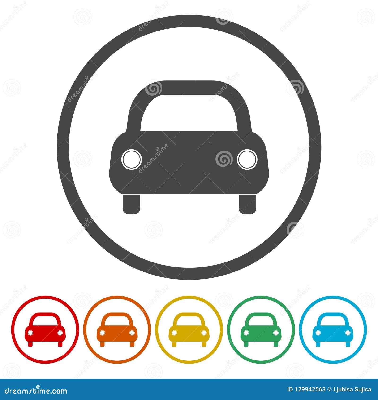 Car flat icon set stock vector. Illustration of flat - 129942563