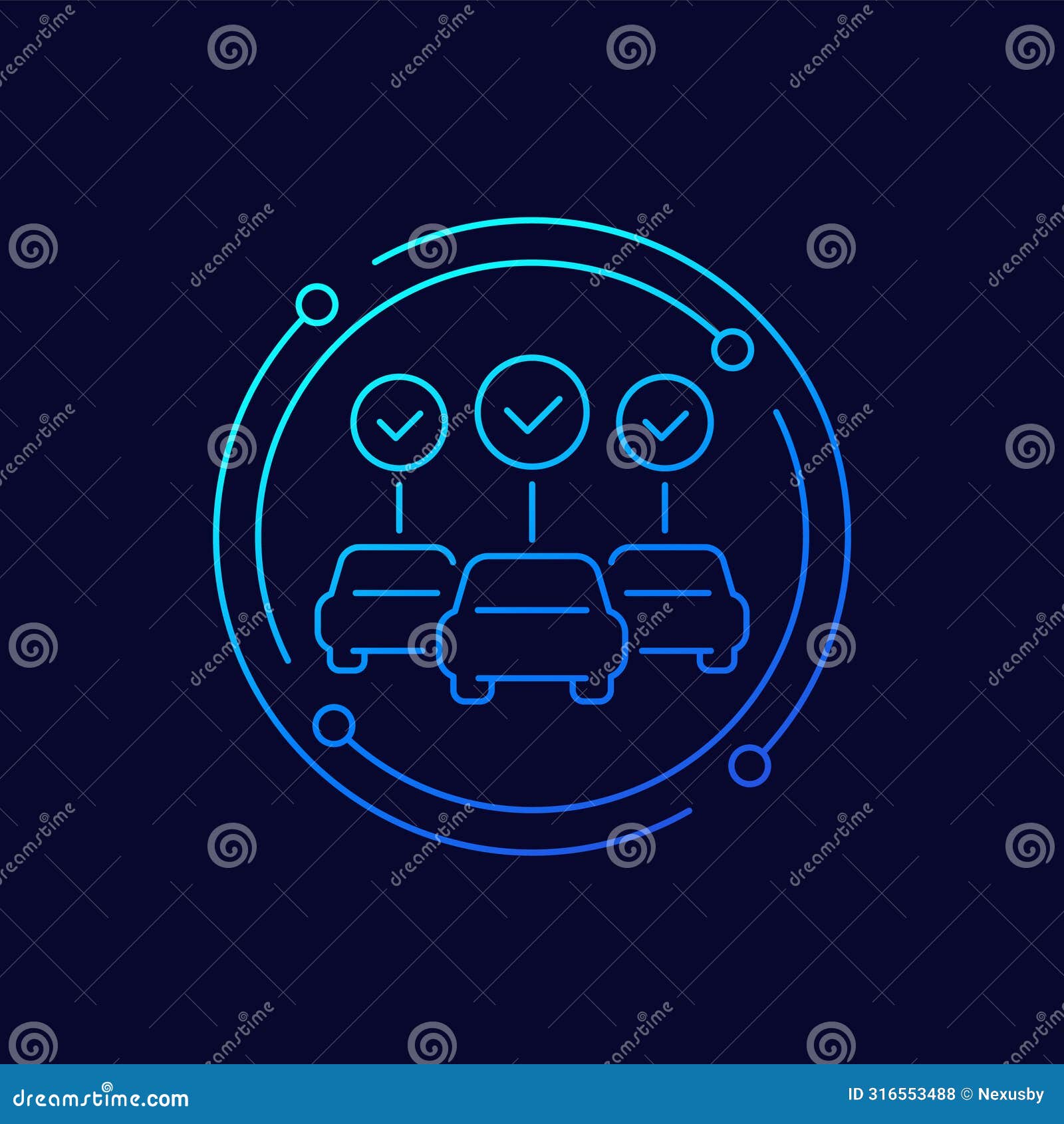 Car Fleet Icon, Linear Design Stock Vector - Illustration of test ...