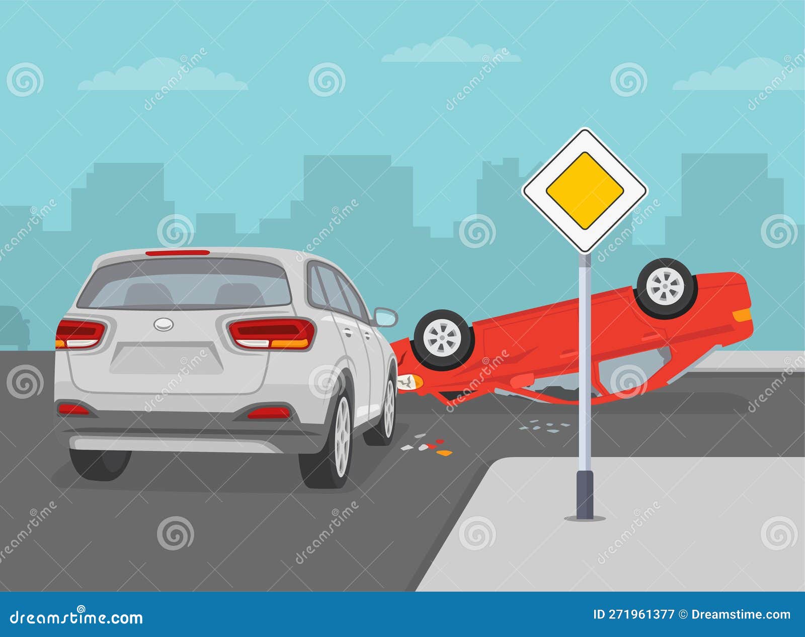 Car Flips Onto Roof After Colliding With Vehicle On Intersection Upside Down Car Crash On Road 8486