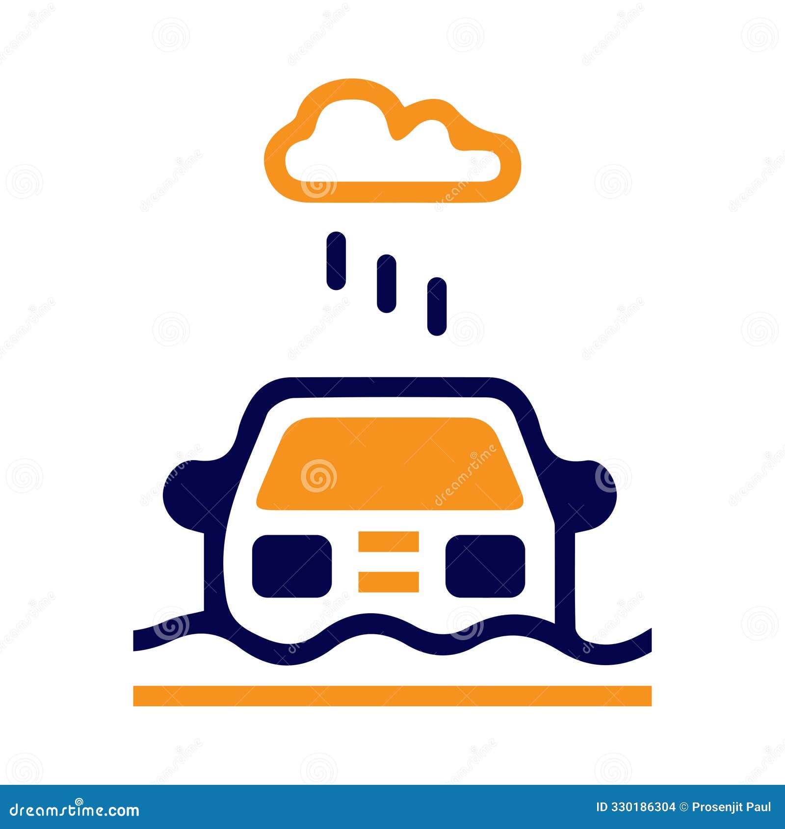 Car, Flood, Disaster, Icon, Cloud, Rain, Car Flood Disaster Icon Stock ...