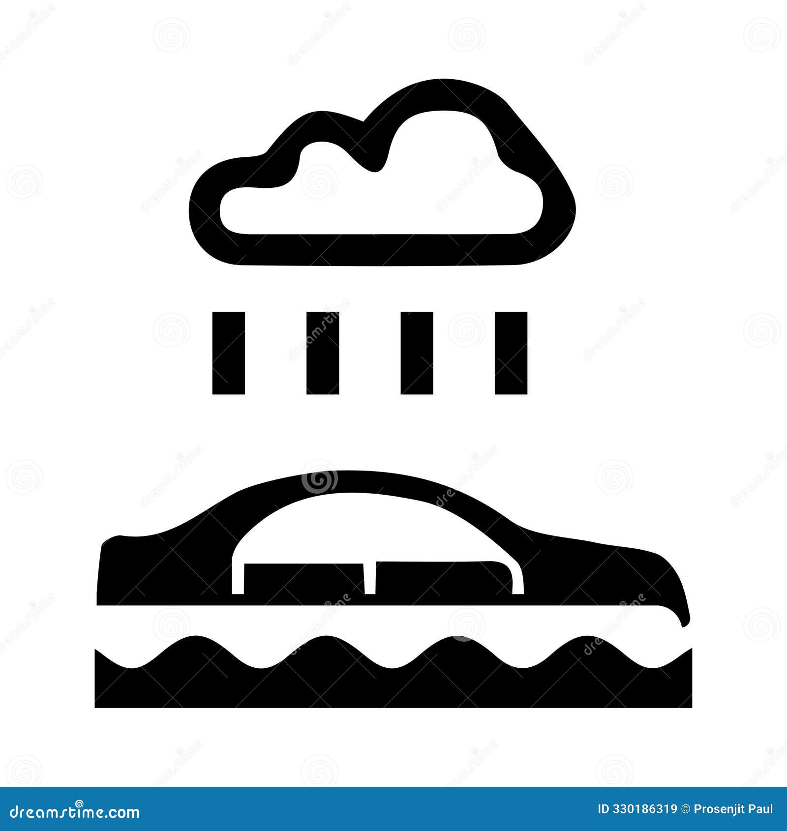 Car, Flood, Disaster, Icon, Cloud, Rain, Car Flood Disaster Icon Stock ...