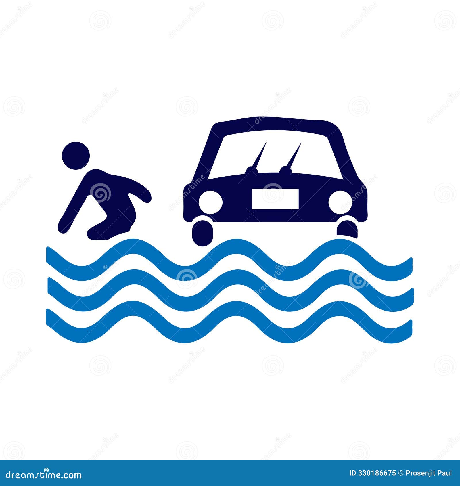 Car, Flood, Disaster, Icon, Cloud, Rain, Car Flood Disaster Icon Stock ...