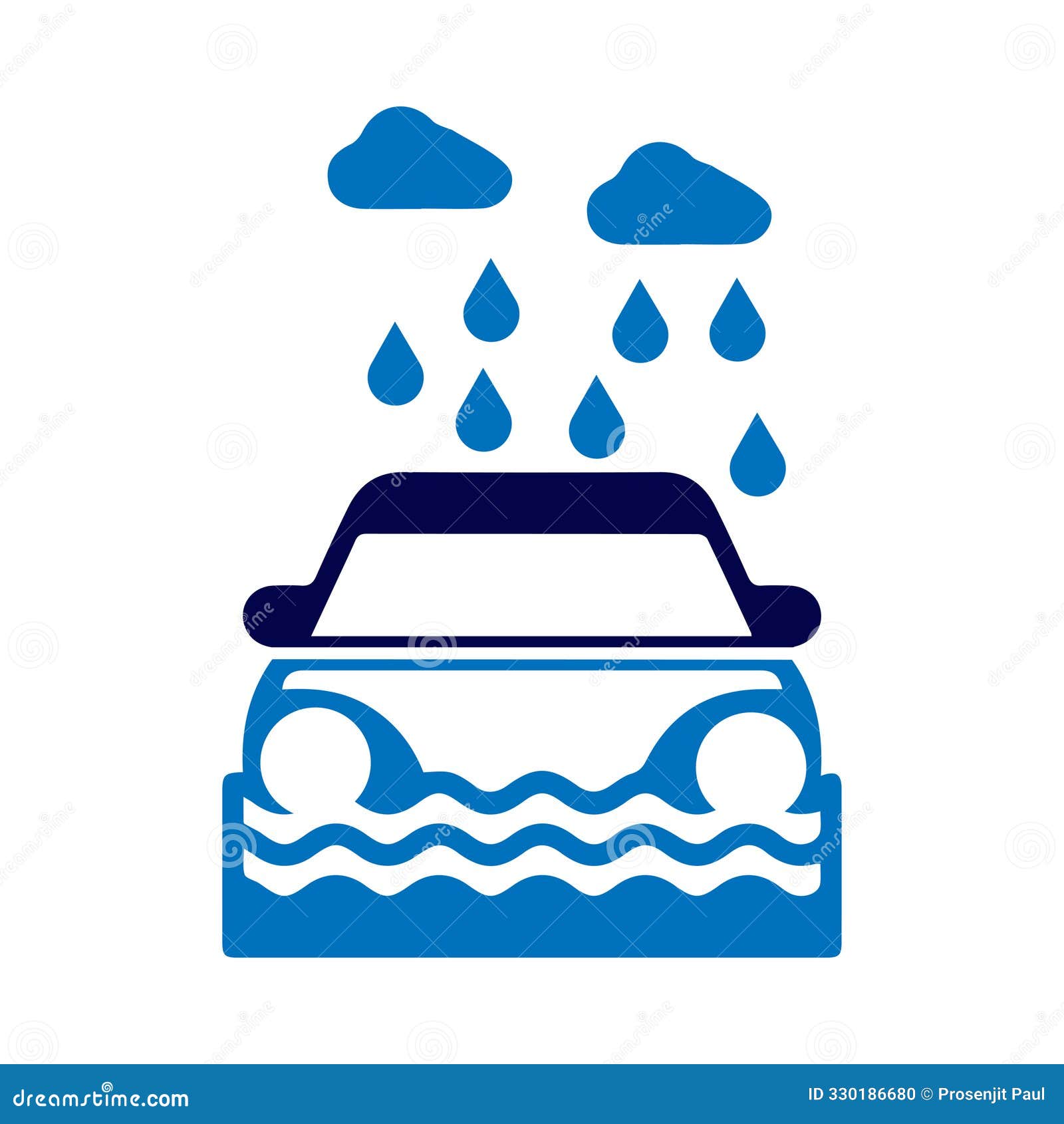 Car, Flood, Disaster, Icon, Cloud, Rain, Car Flood Disaster Icon Stock ...