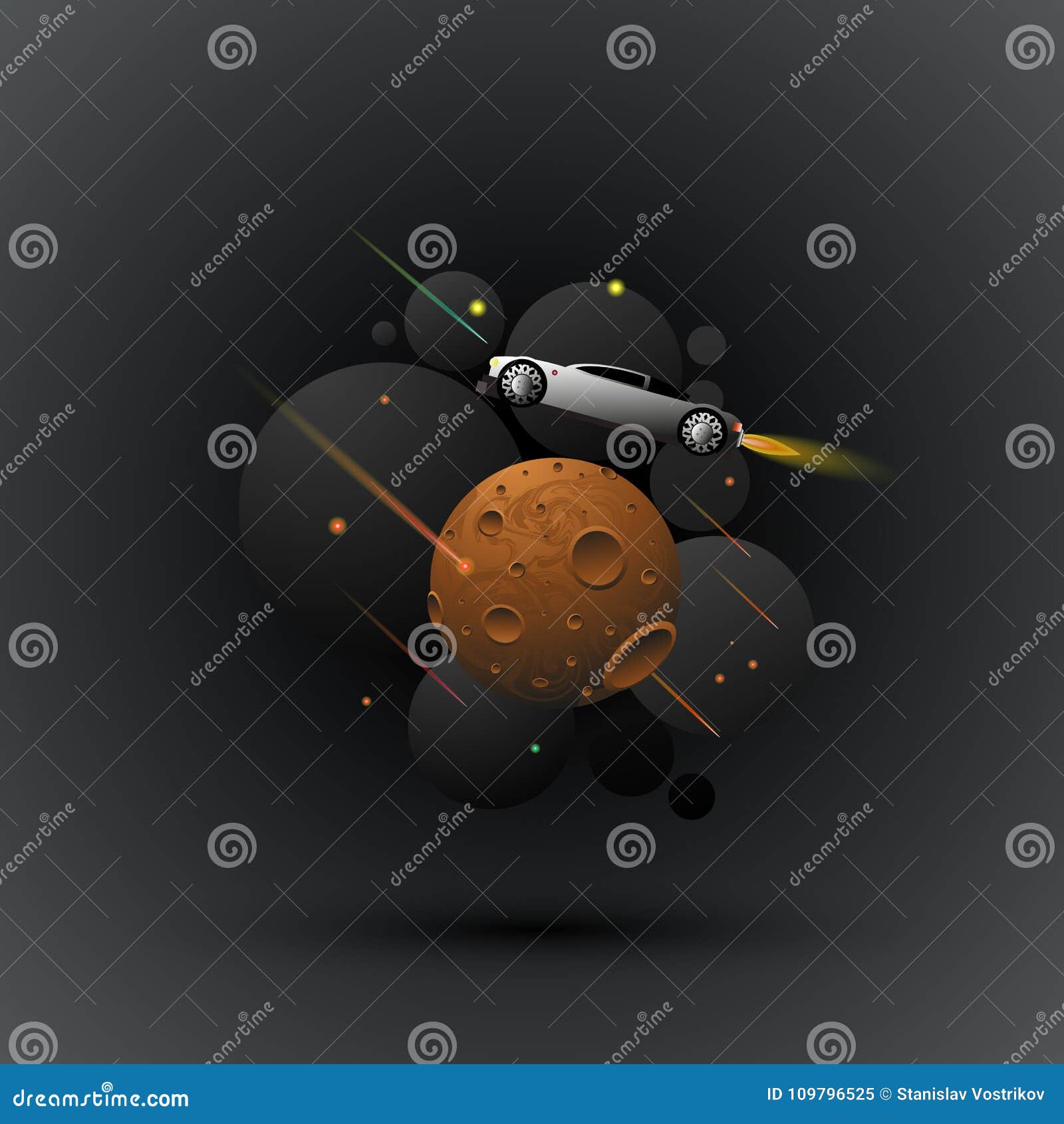 A Car Flying in Space To Mars - Vector Eps10 Stock Vector ...