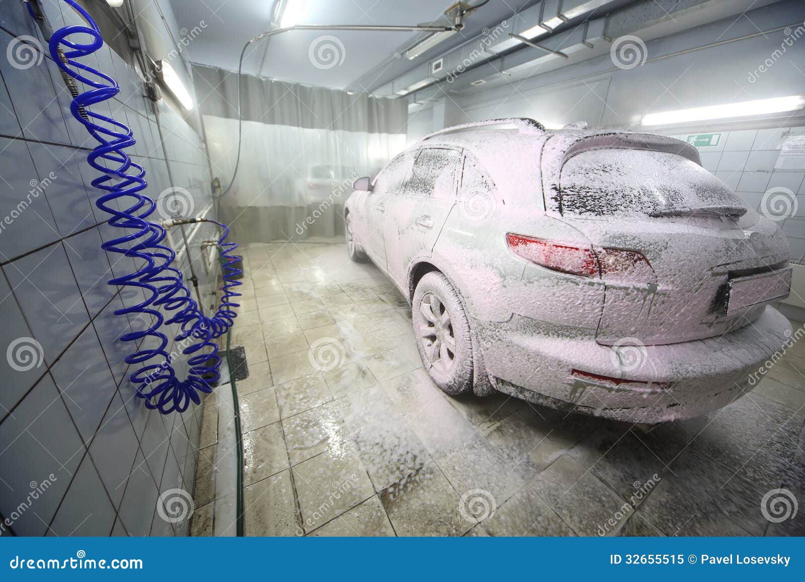 The car in the foam stock image. Image of service, inside - 32655515
