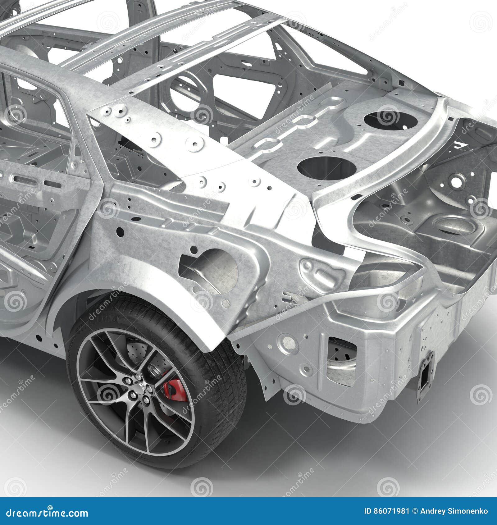 Car Frame With Chassis On White. 3D Illustration Stock Illustration ...