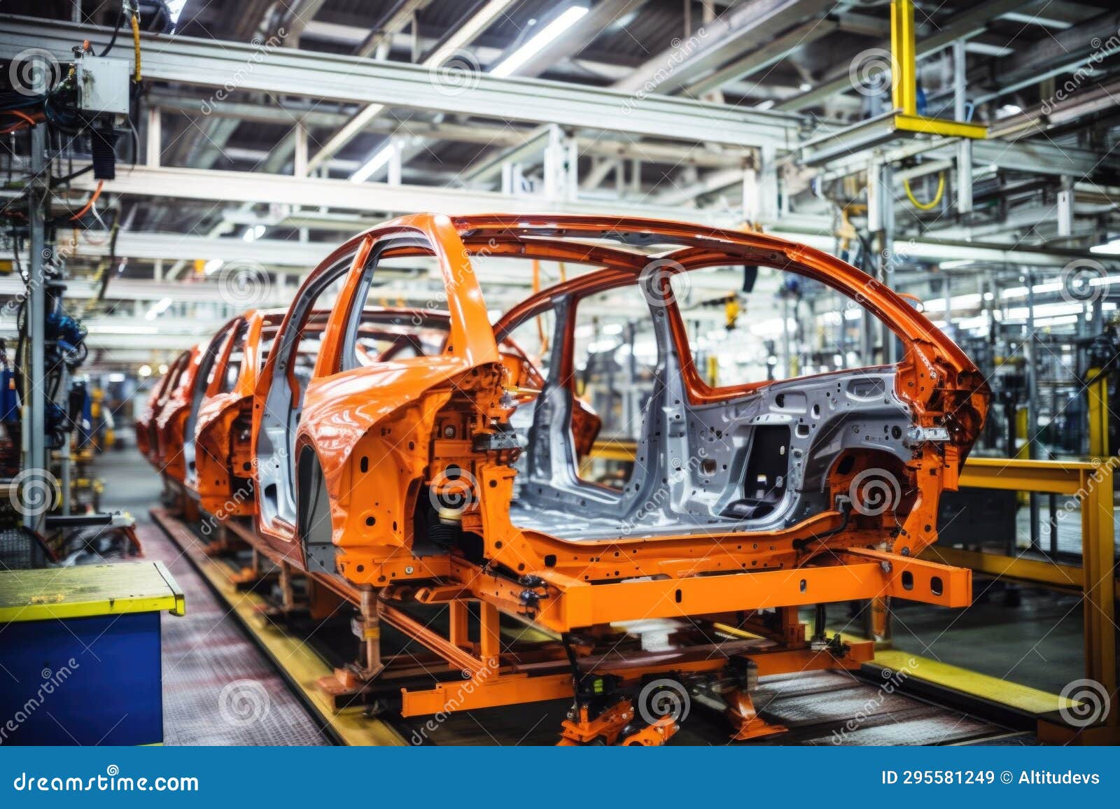 Car Frames on an Assembly Line Stock Image - Image of process ...