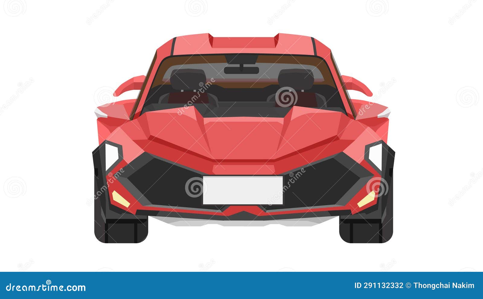 Vector or Illustrator Front View of Car. Sport Car Red Color Stock ...