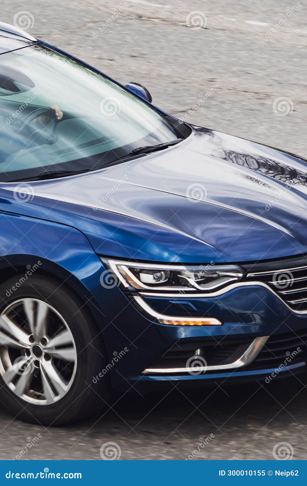 Car from the Front Close-up. Front of a Blue Car with Hood and ...