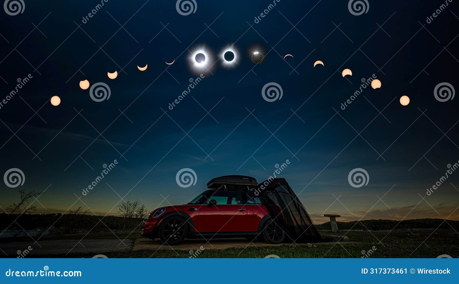 Car in Front of Lunar Eclipse at Night Stock Image - Image of astronomy ...