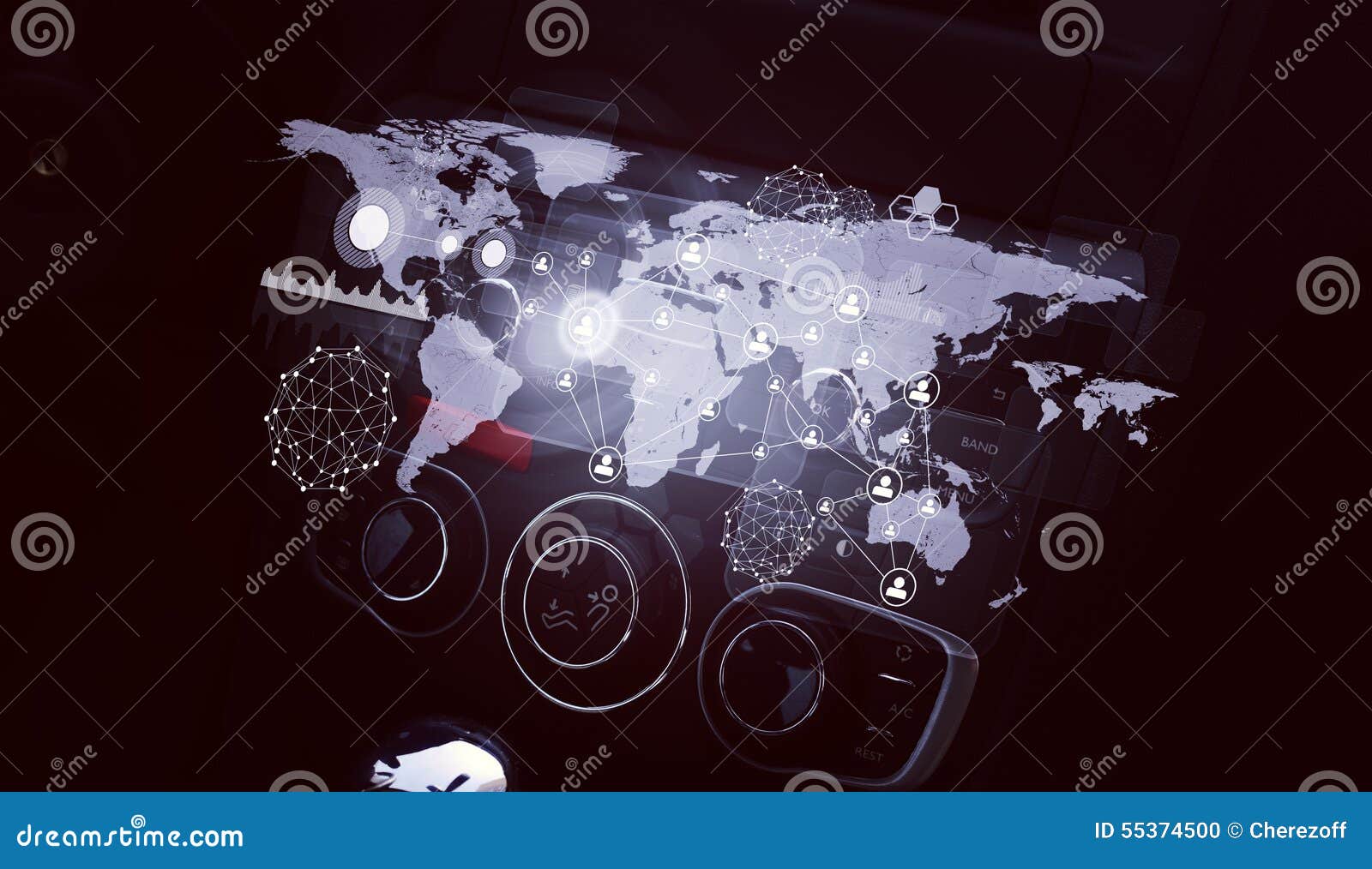 Car Front Panel with Holographic Screen Stock Illustration ...