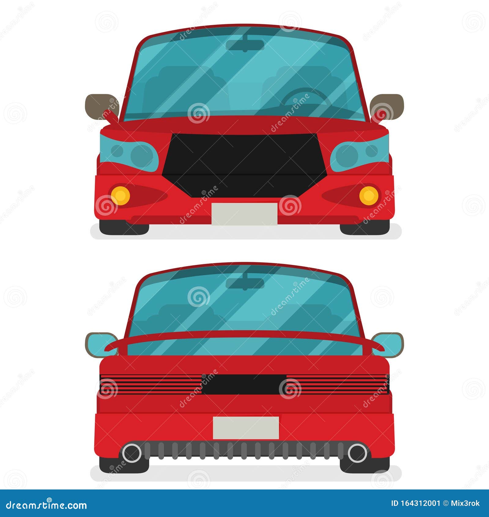 Car Front and Rear. Vector Flat Illustration Stock Vector ...