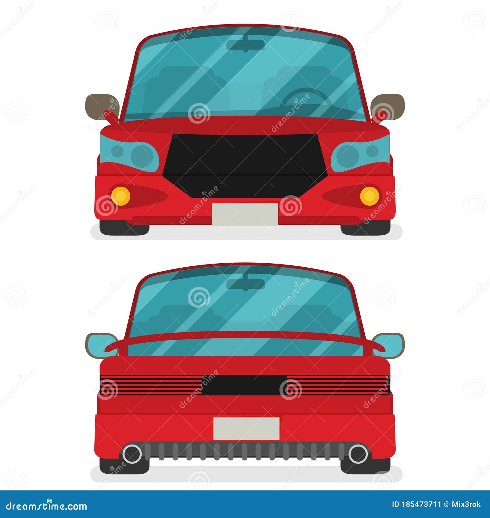 Car Front and Rear. Vector Flat Illustration Stock Vector ...