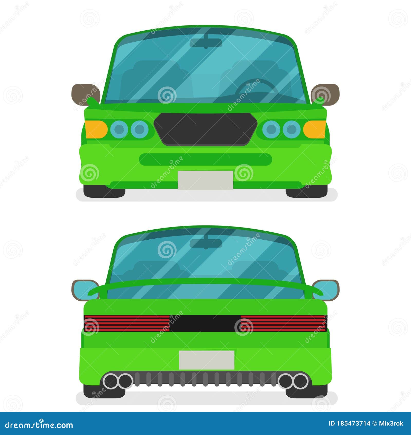 Car Front and Rear. Vector Flat Illustration Stock Vector ...