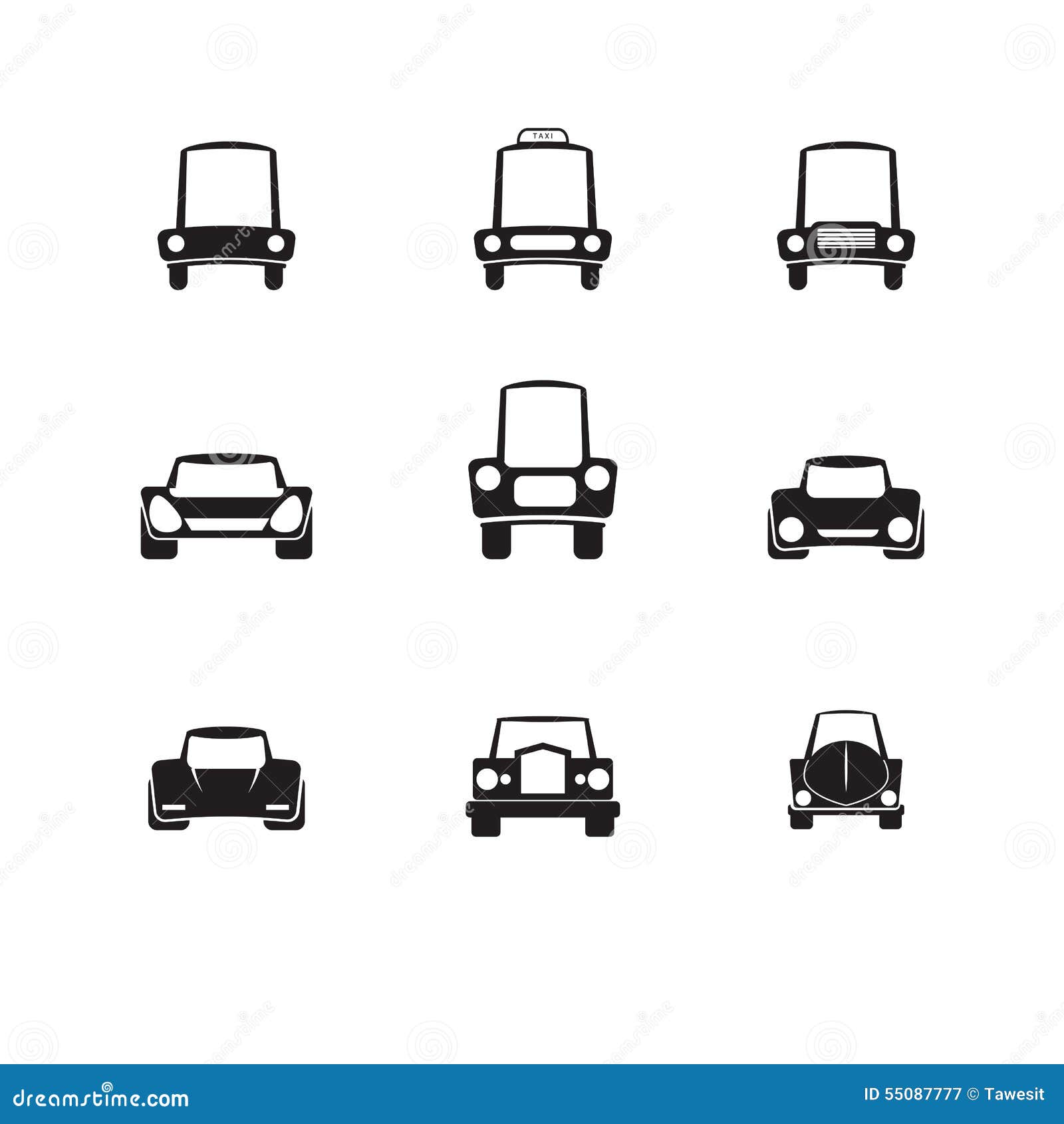 Car Front Side Icons Vector Stock Vector - Illustration of isolated ...