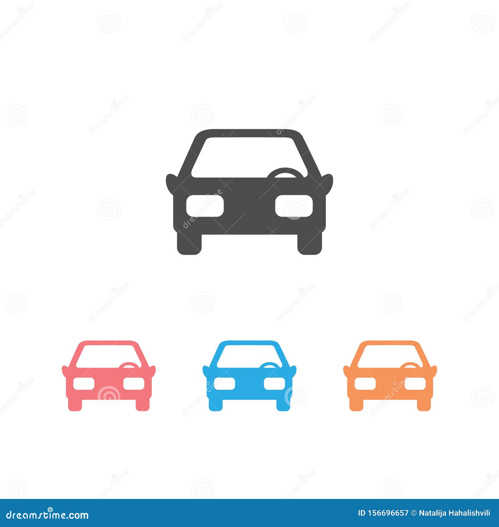 Car Front Simple Icon Set. Vector Stock Vector - Illustration of ...