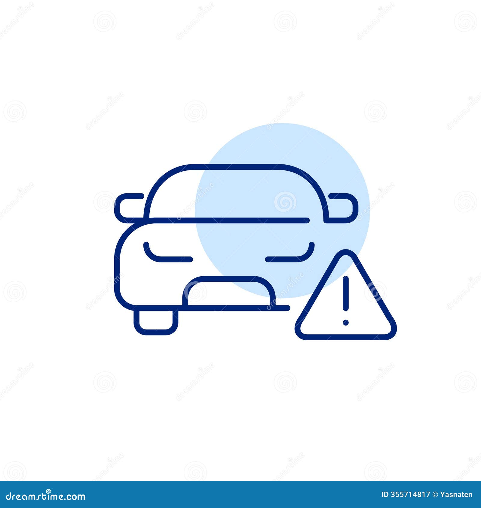 Car Front View and Exclamation Mark on Triangle. Road Accident, Safety ...