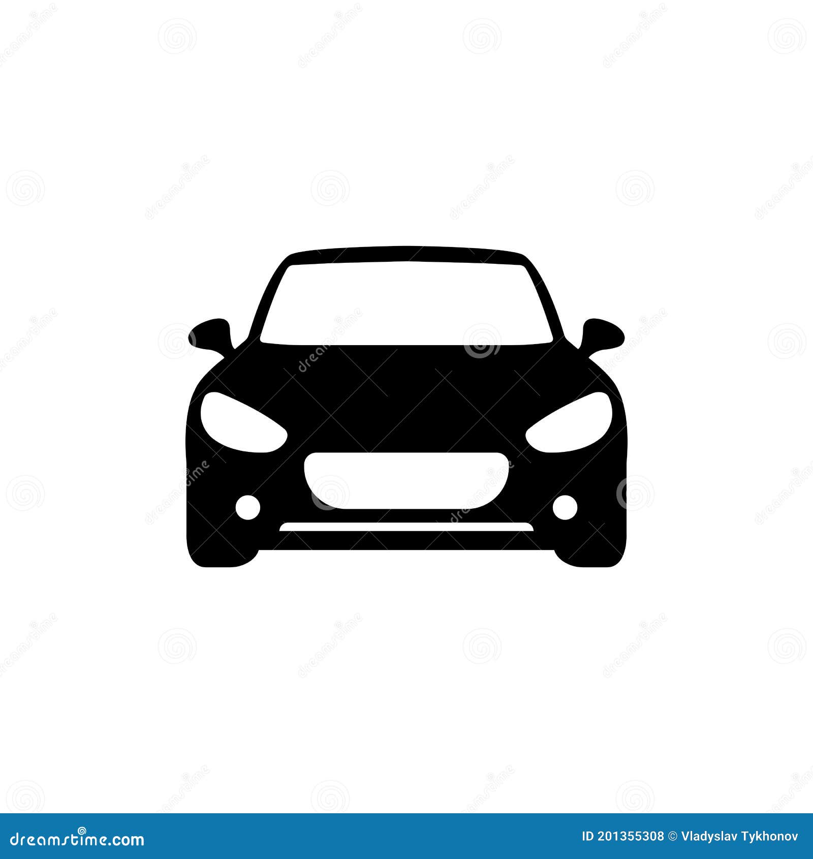 Car Front View Icon Isolated on White Background. Car Symbol Vector ...