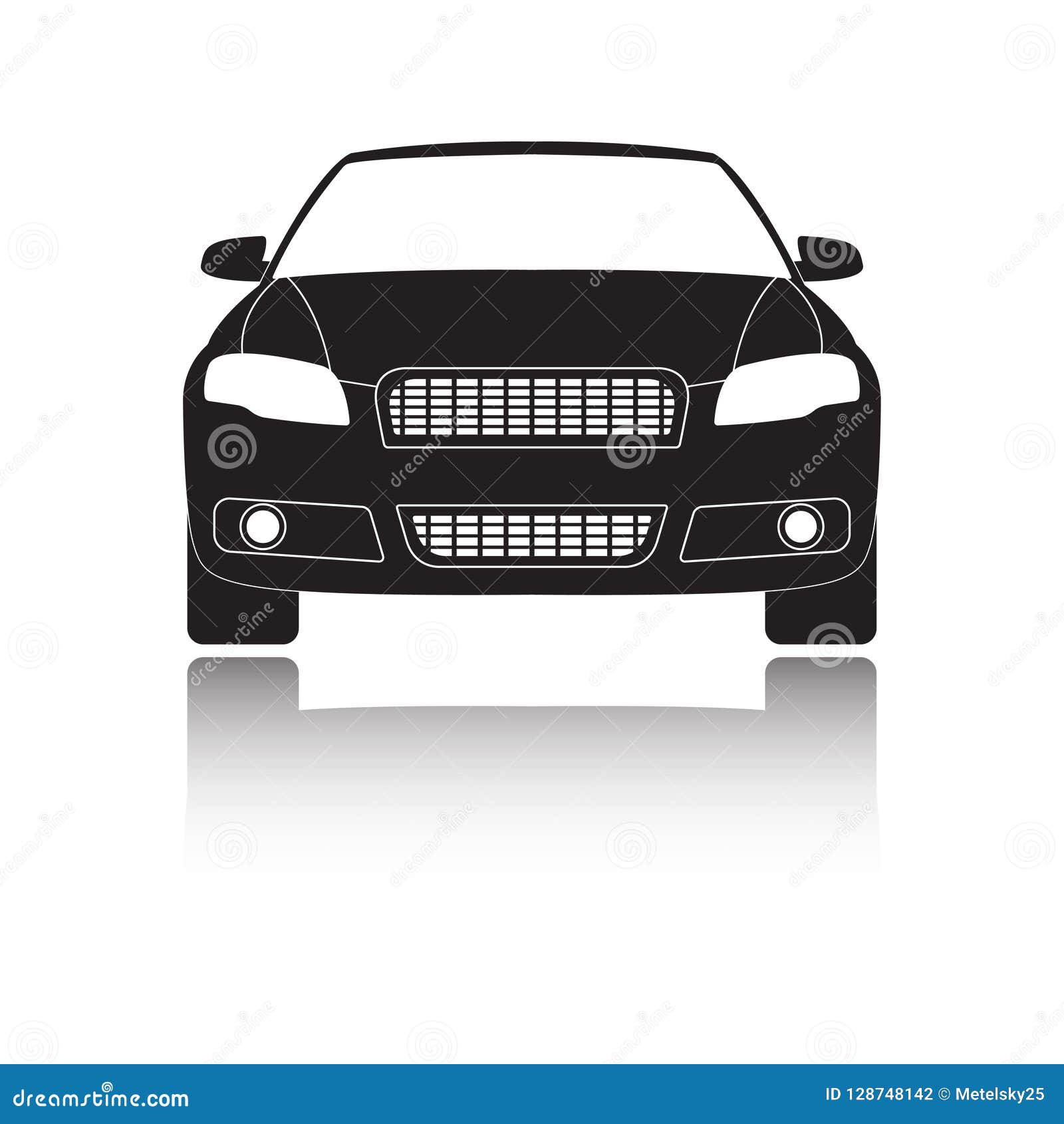 Car Front View Icon or Sign. Vector Illustration of Vehicle with Shadow ...