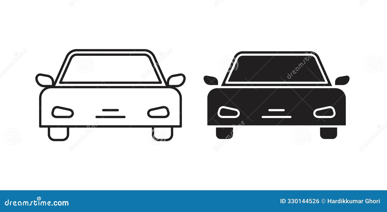Car Front View Thin Line Icon Set Stock Vector - Illustration of ...