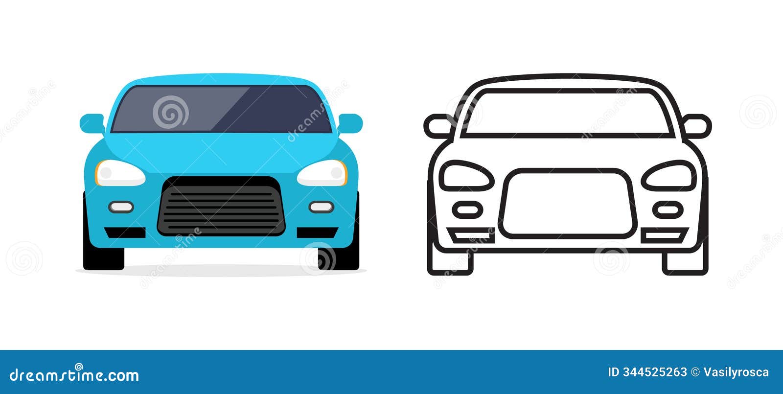 Car Front View Vector Flat Icon. Car Parking Cartoon Front Design Shape ...