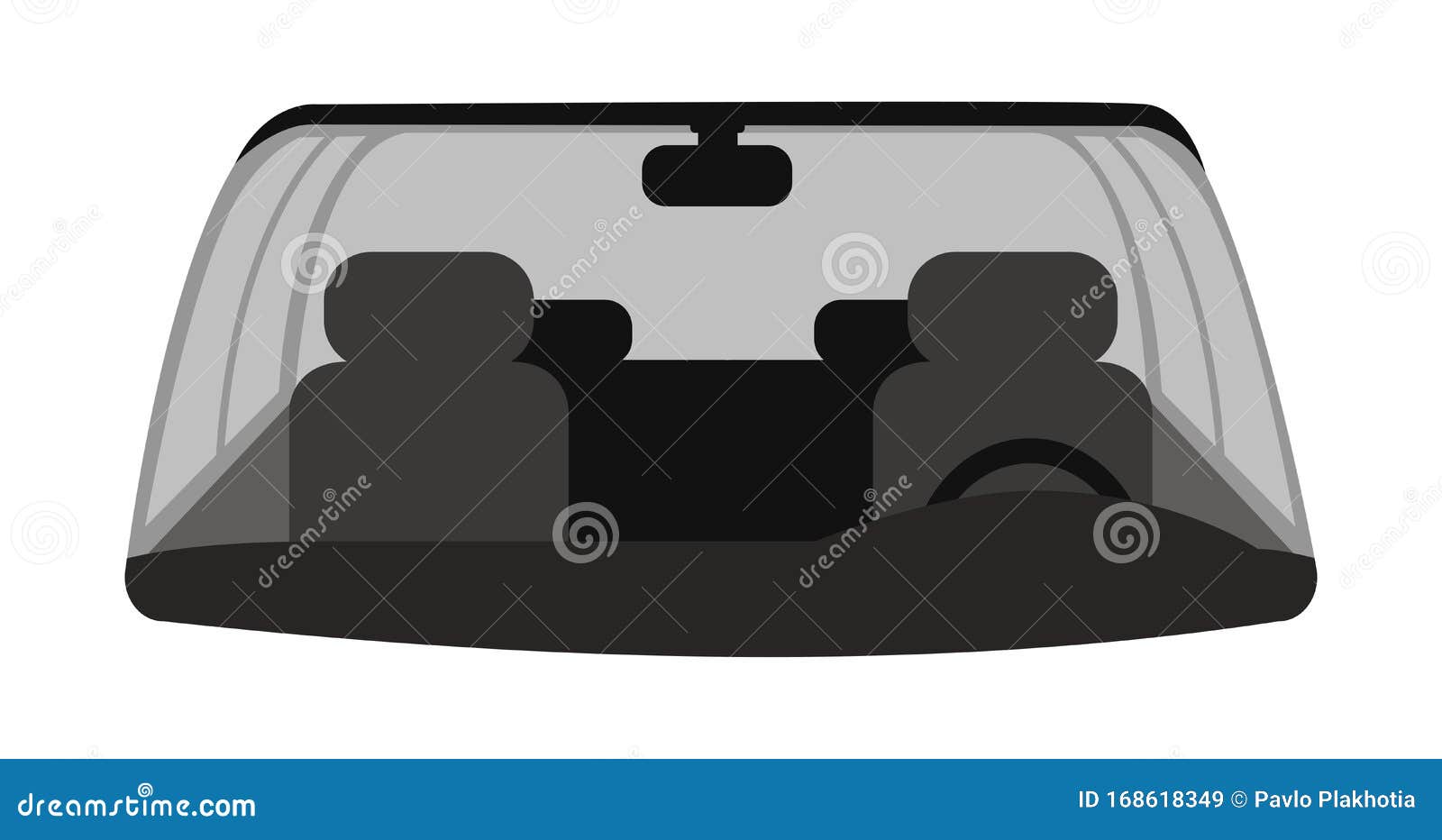 Car Windshield Flat Vector Illustration. Automobile Interior with Grey ...