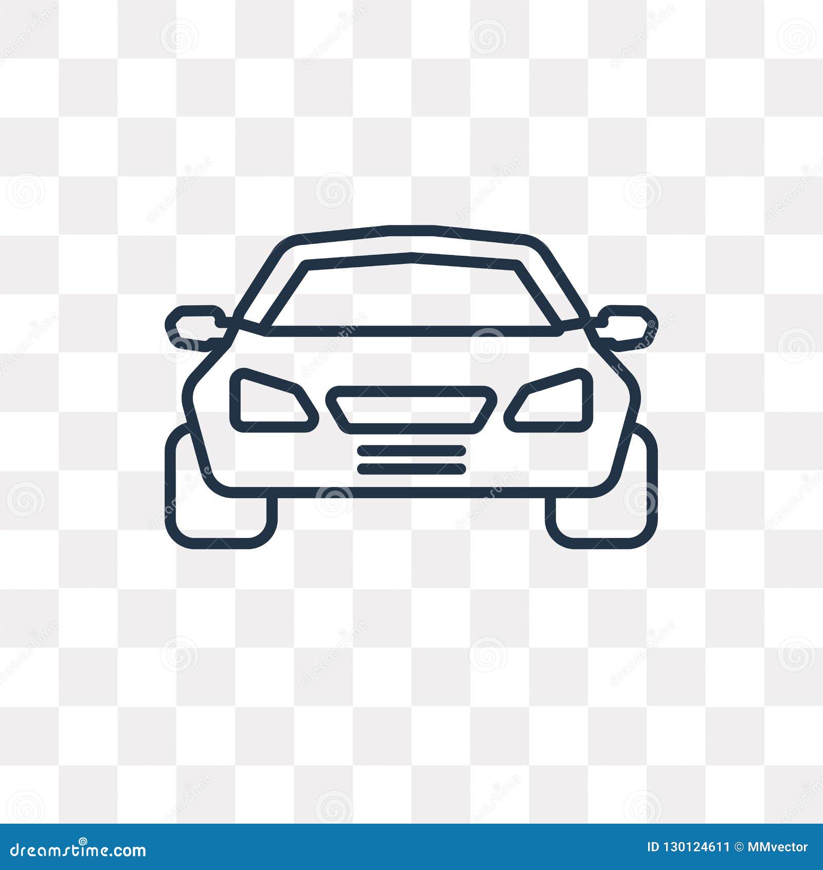 Car Frontal View Vector Icon Isolated on Transparent Background, Linear ...