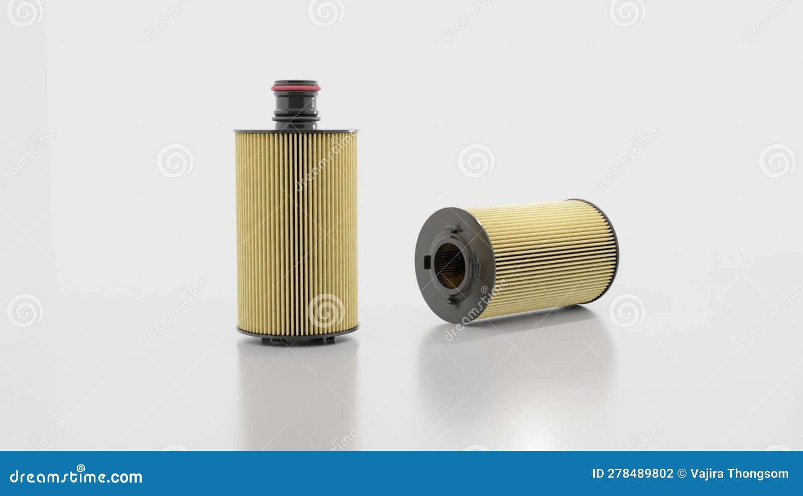 Car Fuel Filter with Yellow Paper and Red Rubber Seal, 3d Rendering ...