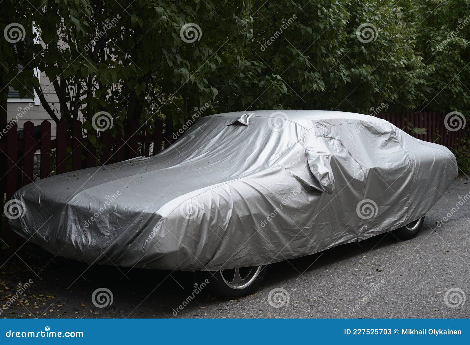 Car Fully Covered with a Silver Cover Stock Image - Image of motor ...