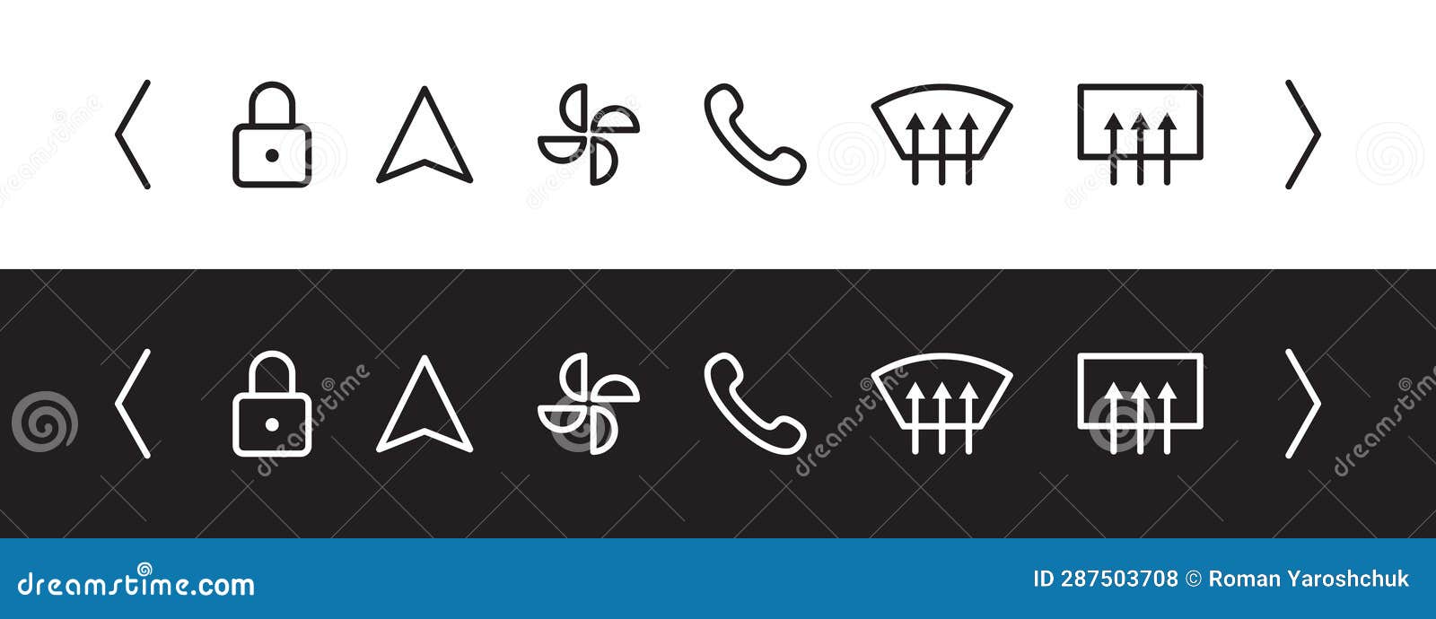 Car Function Icons Set. Car Interface Icons Stock Vector - Illustration ...