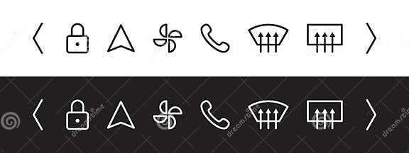 Car Function Icons Set. Car Interface Icons Stock Vector - Illustration ...