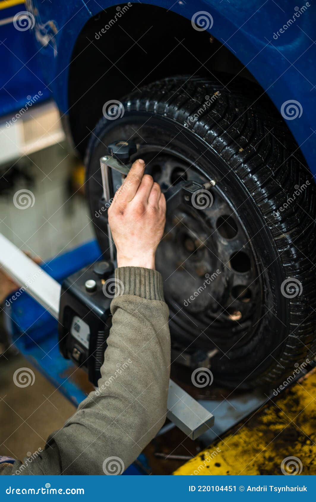 The Car in the Garage, a Device for Adjusting the Camber. Stock Image ...