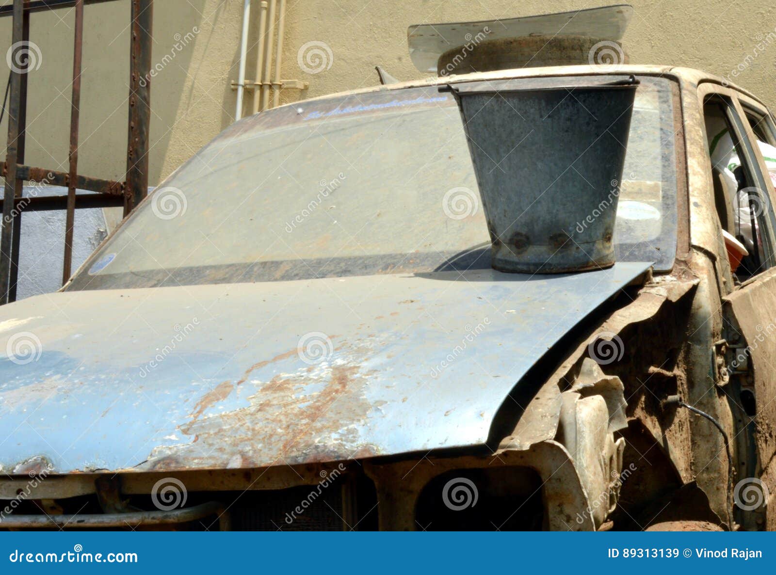 Scap Iron In A Big Metal Container In Scrap Collecting Yard. Royalty ...