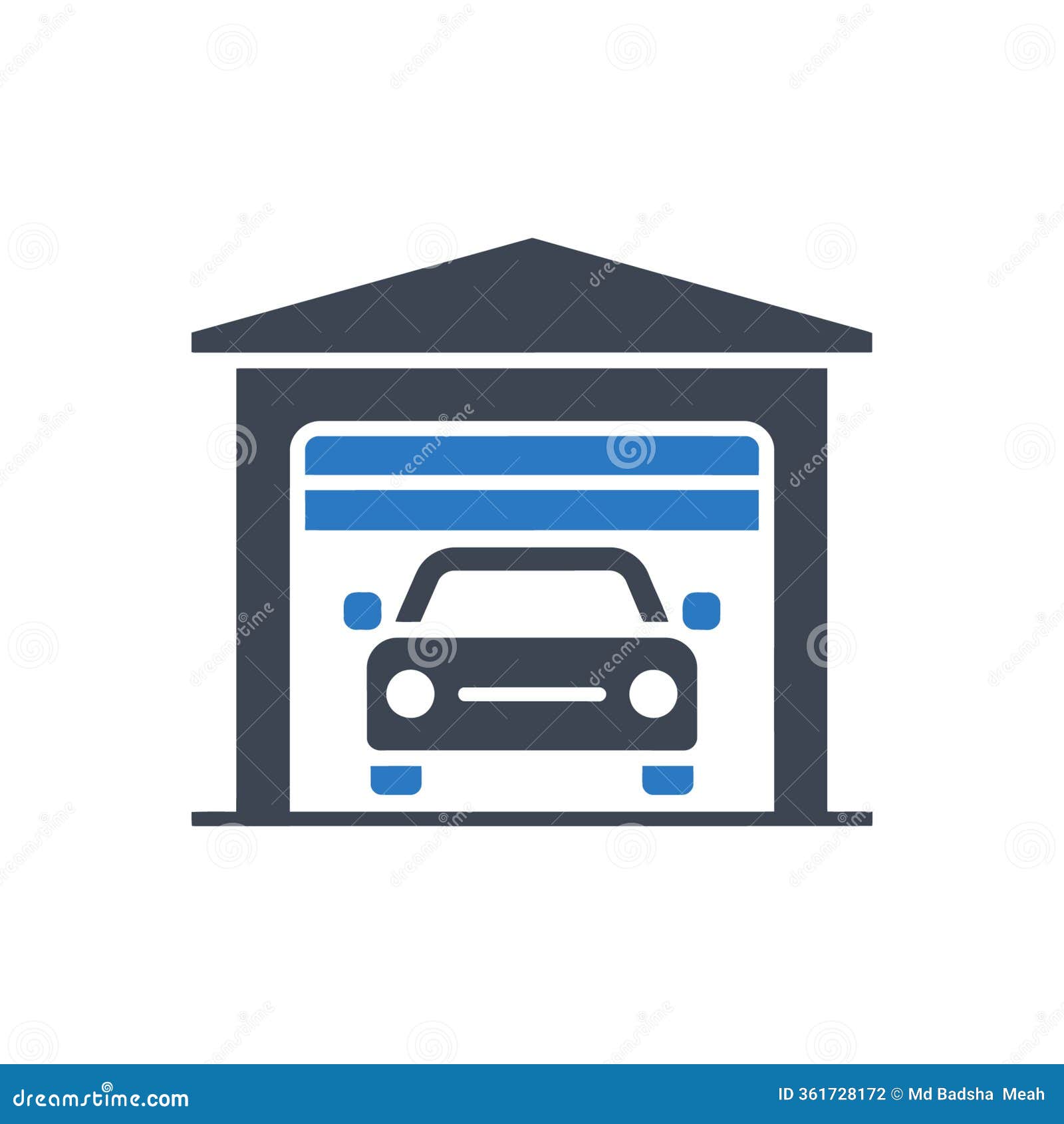 Garage With Car Icon. Cartoon Vector | CartoonDealer.com #42987417