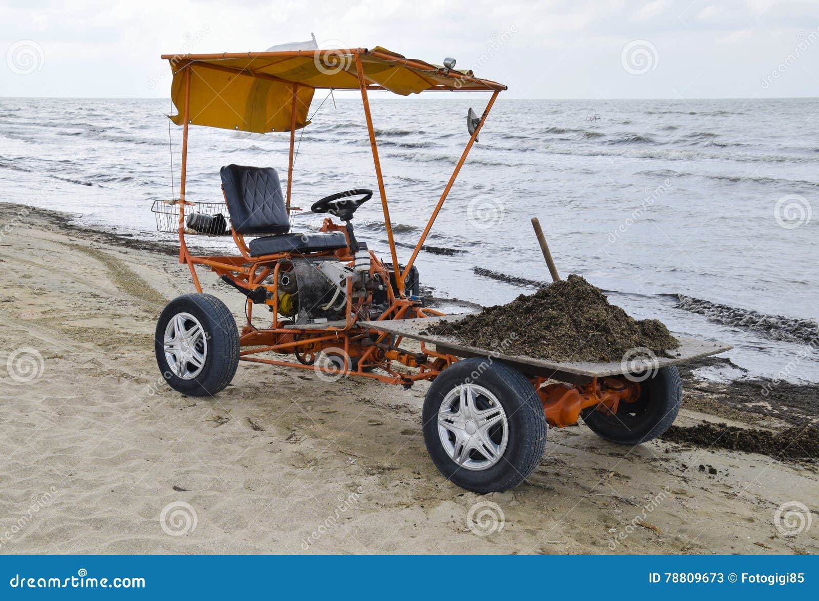 The Car for Garbage Collection from the Beach. Cleaning on the Beach ...
