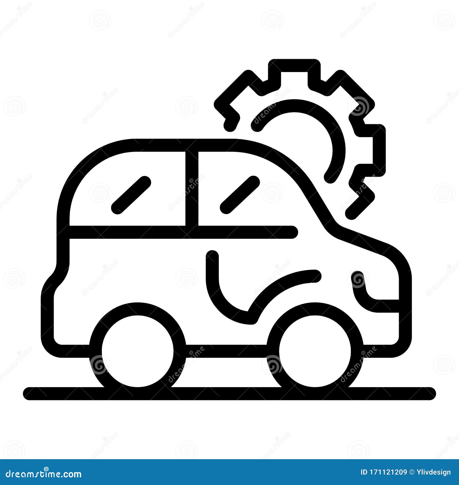 Car and Gear Side View Icon, Outline Style Stock Vector - Illustration ...