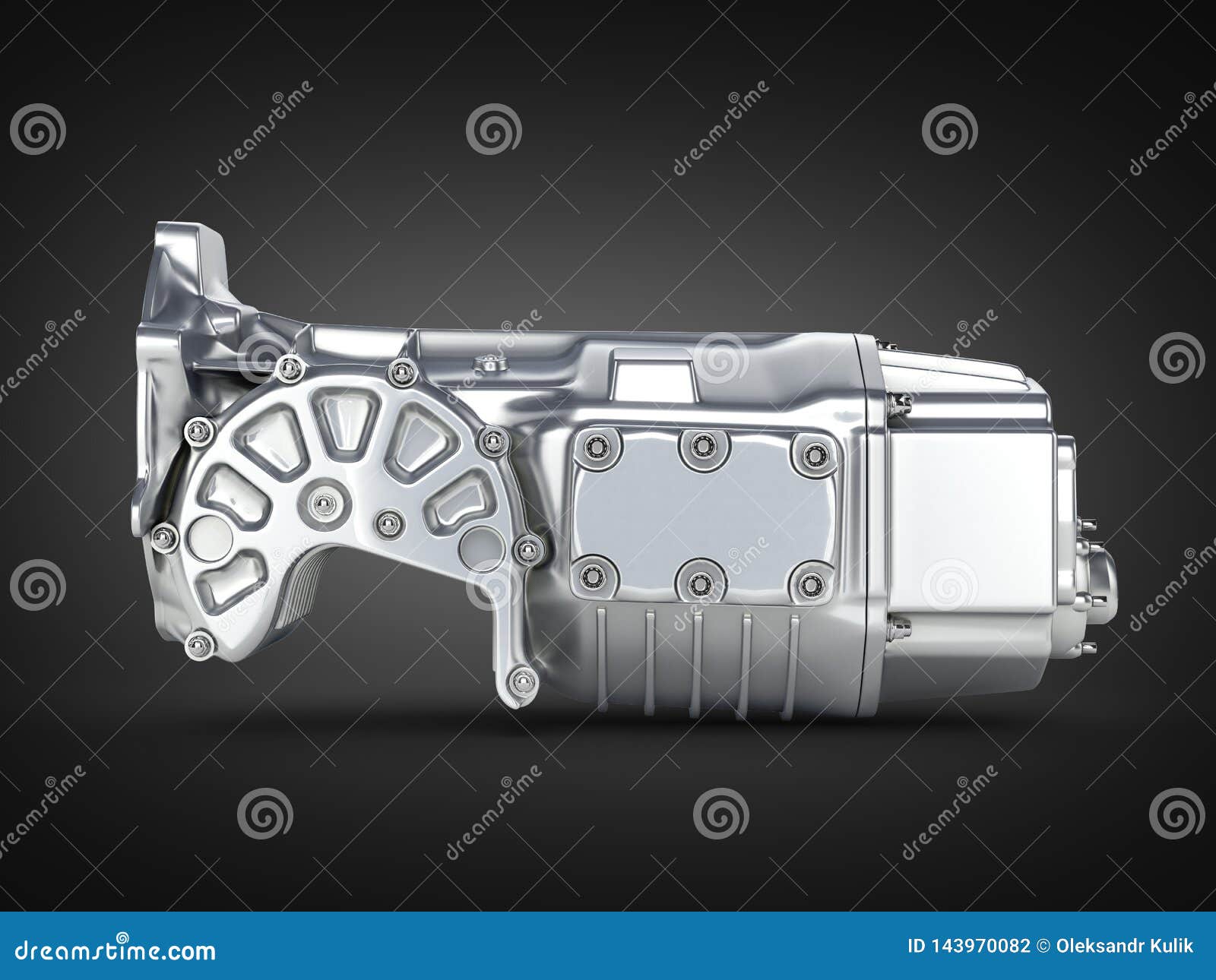 Car Gearbox Side View on Black Background 3D Stock Illustration ...