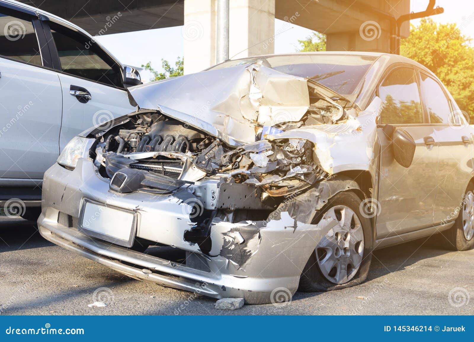 Car Get Damaged by Accident on the Road Stock Photo - Image of wreck ...