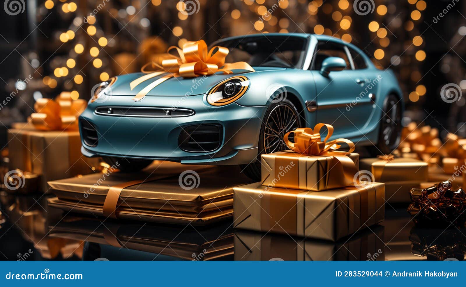 Car with a Gift Boxes. Generative Ai Stock Illustration - Illustration ...