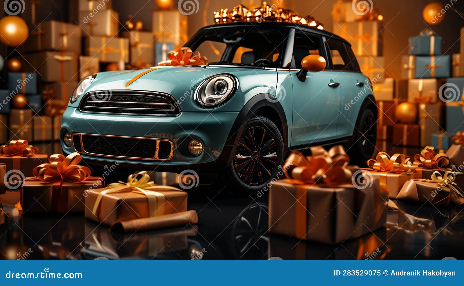 Car with a Gift Boxes. Generative Ai Stock Illustration - Illustration ...