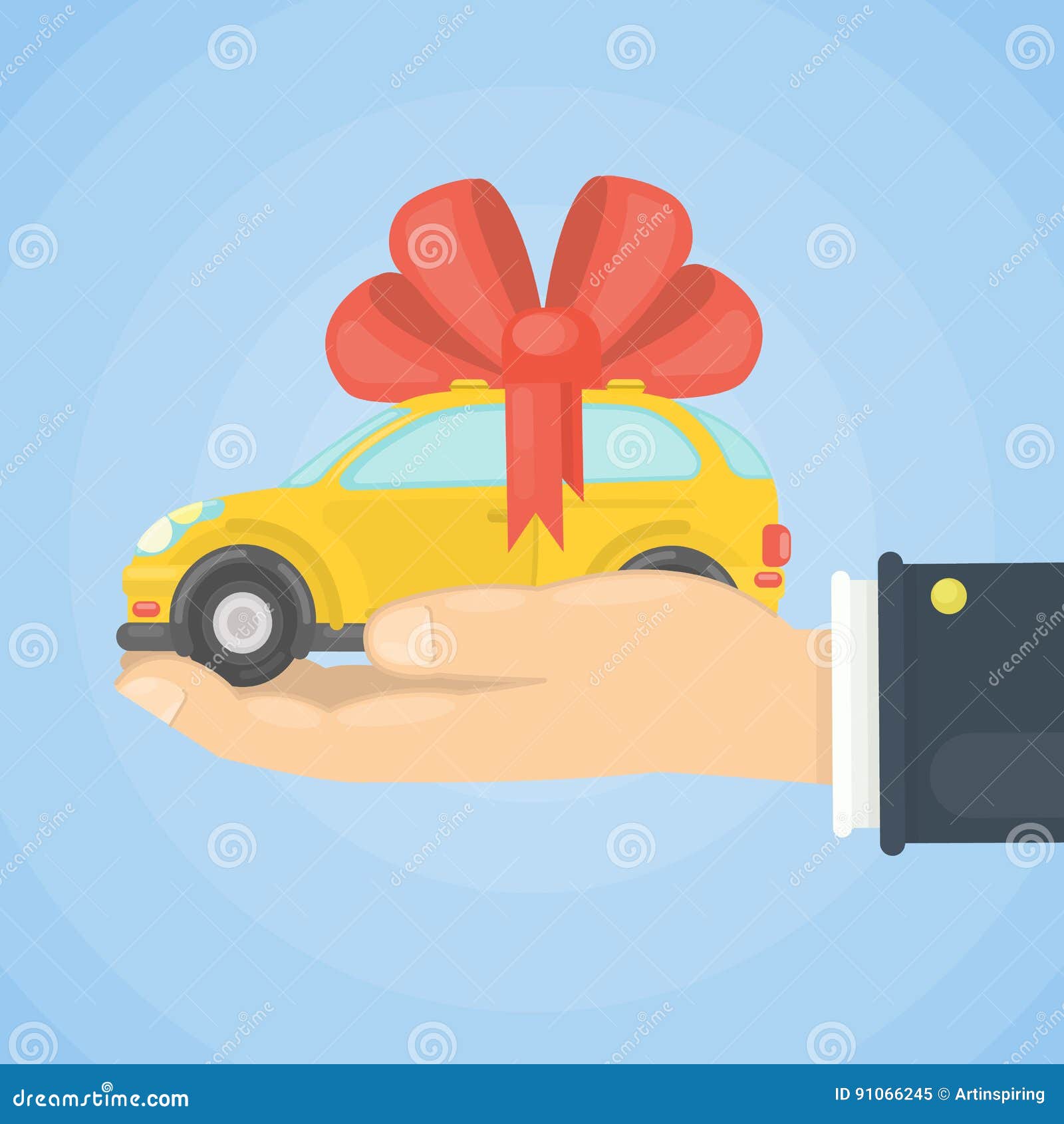 Car gift on hand. stock vector. Illustration of purchase - 91066245