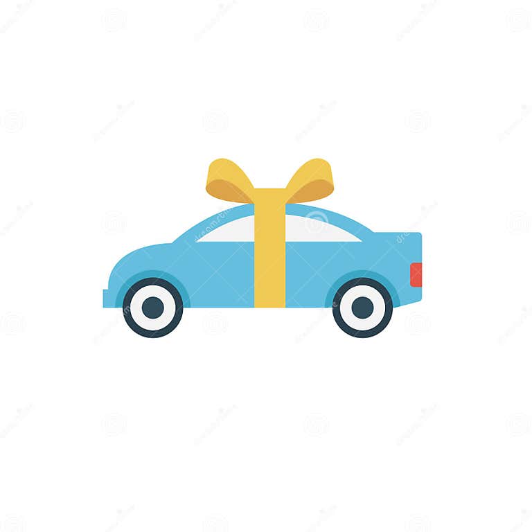 Car Gift Vector Flat Color Icon Stock Vector - Illustration of package ...